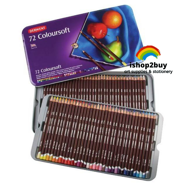 Derwent Coloursoft Pencil 72 Colour 24 Colour Pencil Metal Tin British ...