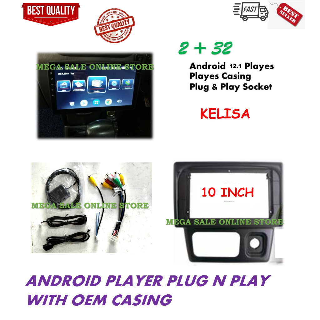 Perodua KELISA android player 10 inch PLUG N PLAY with OEM casing ...
