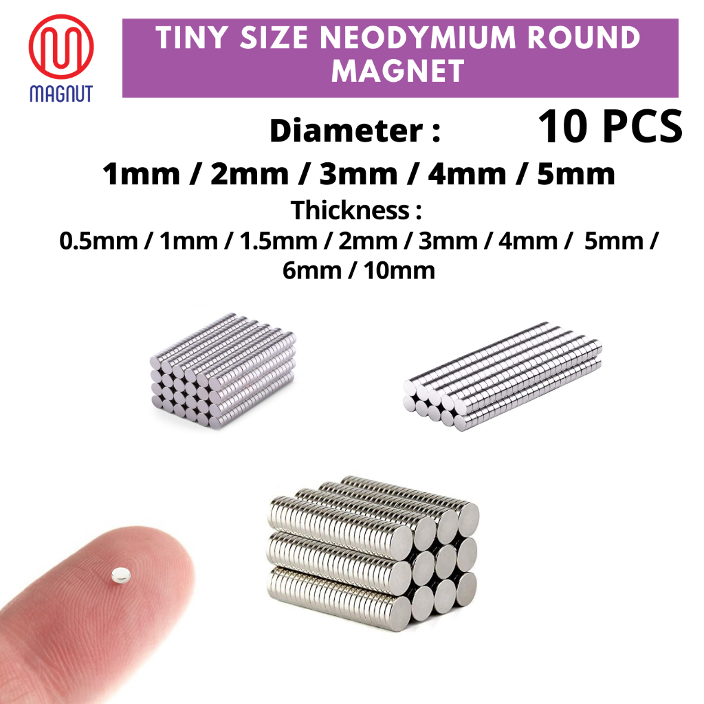 10pcs Diameter: 1mm/2mm/3mm/4mm/5mm Neodymium strong round magnet ...