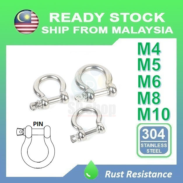 Shackle Stainless Steel 304 Round Shape Buckle Type Bow Shackle M4 M5 ...