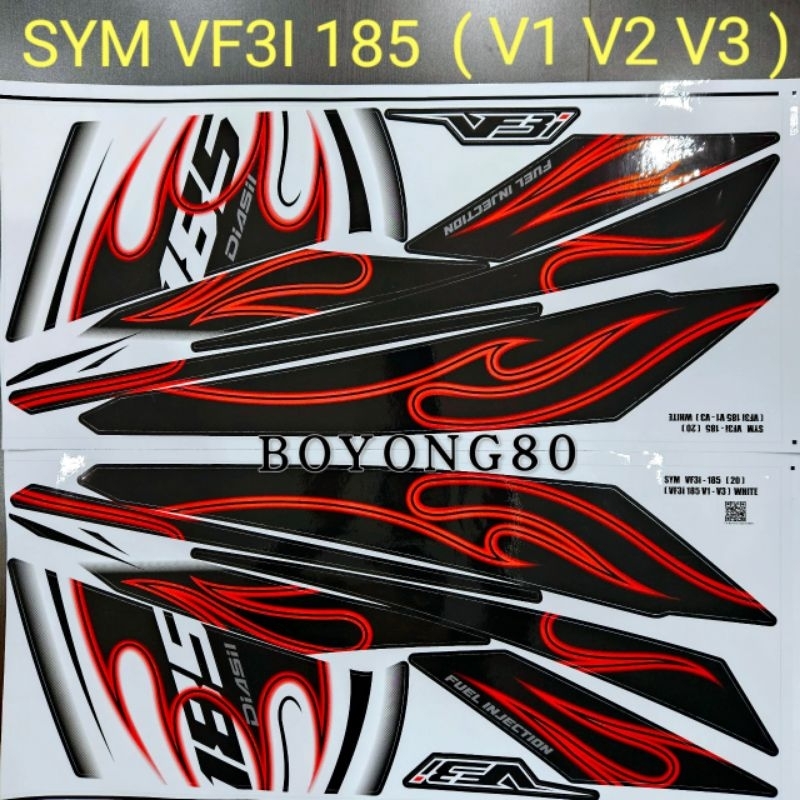 SYM VF3I 185 V1 V2 V3 CUSTOM DESIGN API SPECIAL EDITION BODY STICKER ...