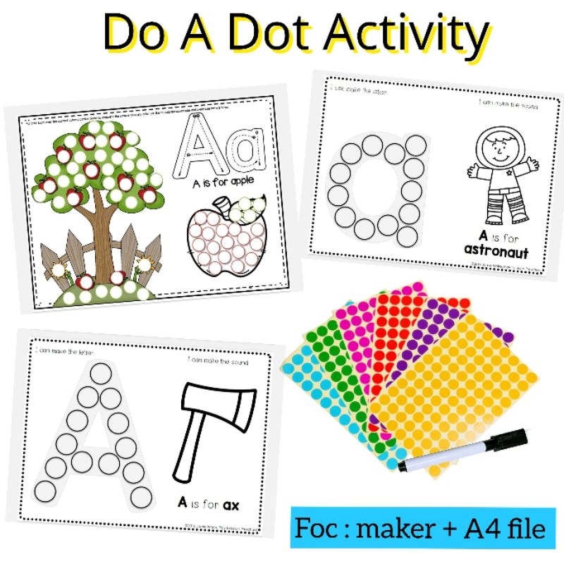 Alphabet Do A Dot Worksheet Montessori Activity Sticker Book Busy Book ...