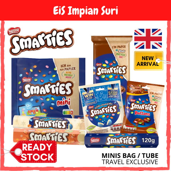 Smarties Chocolate Candy Mini 187g/ Tube 120g Milk Chocolate / White ...