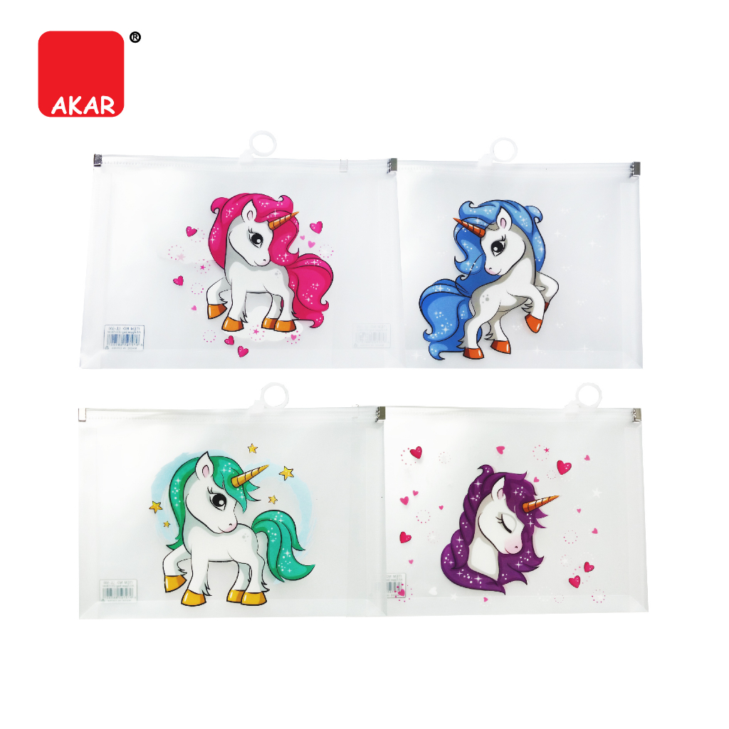 PVC Zipper Bag Zip Lock File Folder A5 - (1Pc) Unicorn cover Rabbit ...