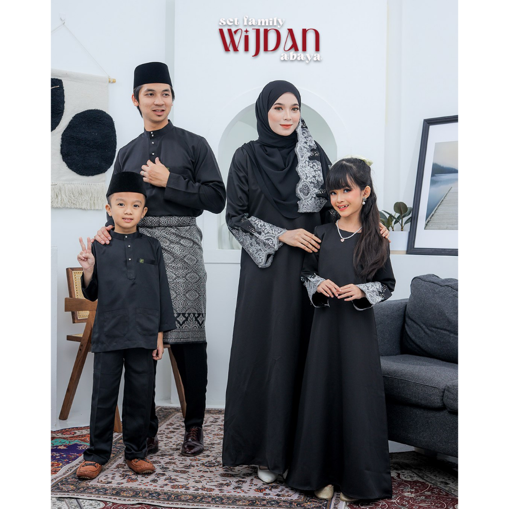 SET FAMILY ABAYA WIJDAN BAJU MELAYU IN BLACK RAYA 2024 ABAYA BY MOFF ...