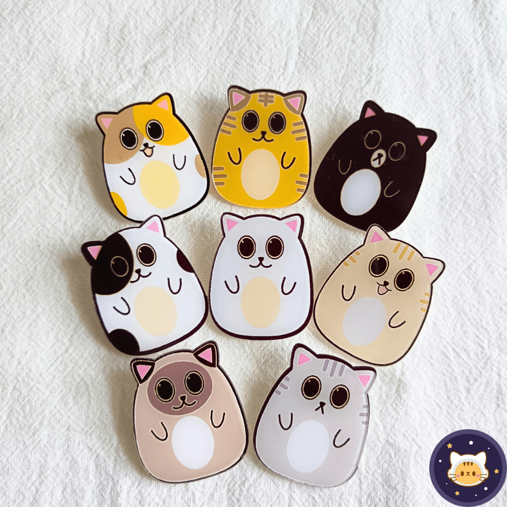 OYEN PLANET Nerdy Cat Series Cute Cartoon Acrylic Brooch Pin ...