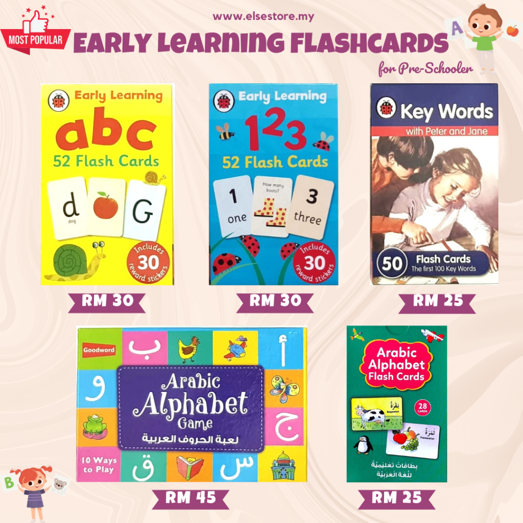 Early Learning Flashcards (Alphabets, Numbers, Arabic & Sight words ...
