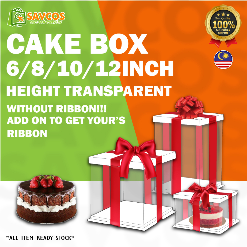 in SHOPEE Cake Box 6/8/10/12inch Height Transparent Cake Box Birthday ...
