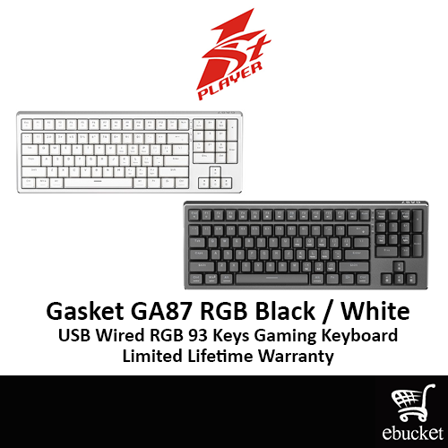 1st Player Gaster Mount Gasket GA87 Black / White USB Wired RGB 93 Keys ...