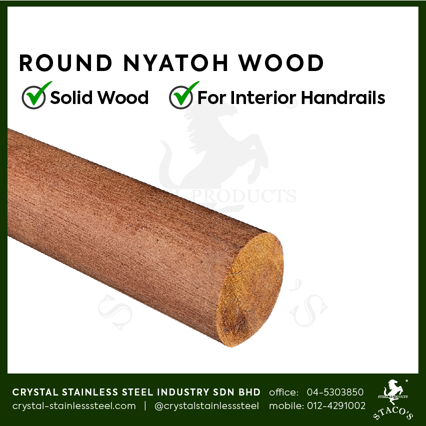 STACOS Solid Nyatoh Wood Handrail Staircase Stair Railing Safety Handle ...