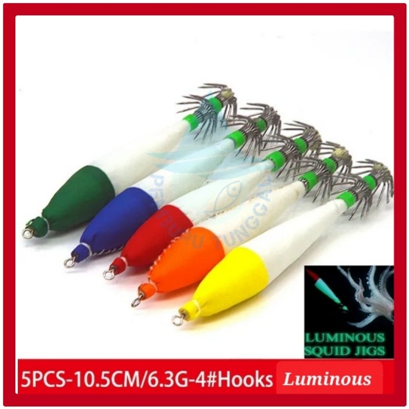 5 Luminous Squid Candat, Candat Corpse, Candat Pochong 6.5g/105mm ...