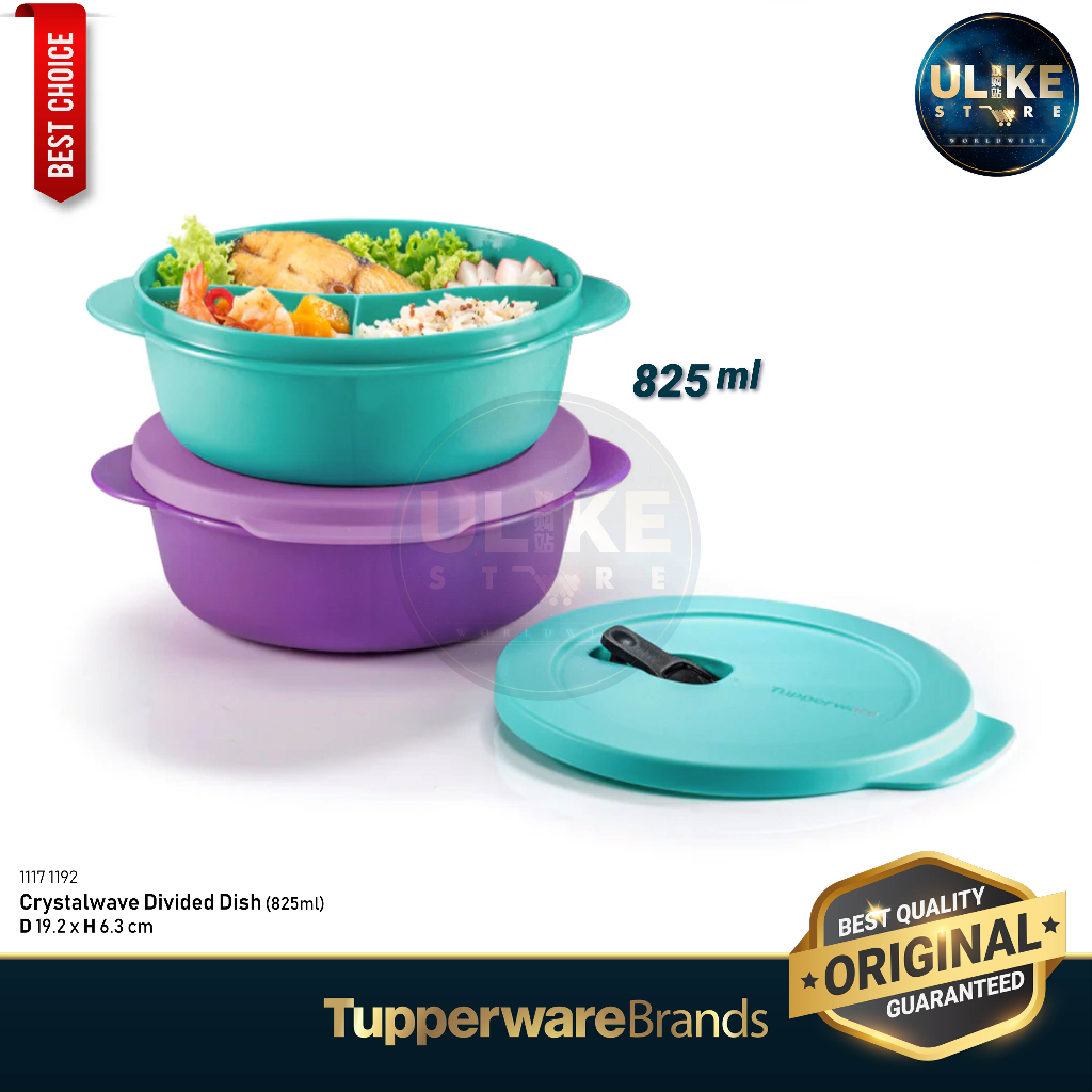 TUPPERWARE CrystalWave Divided Dish (825ml) / Lunch Box / Tupperware ...