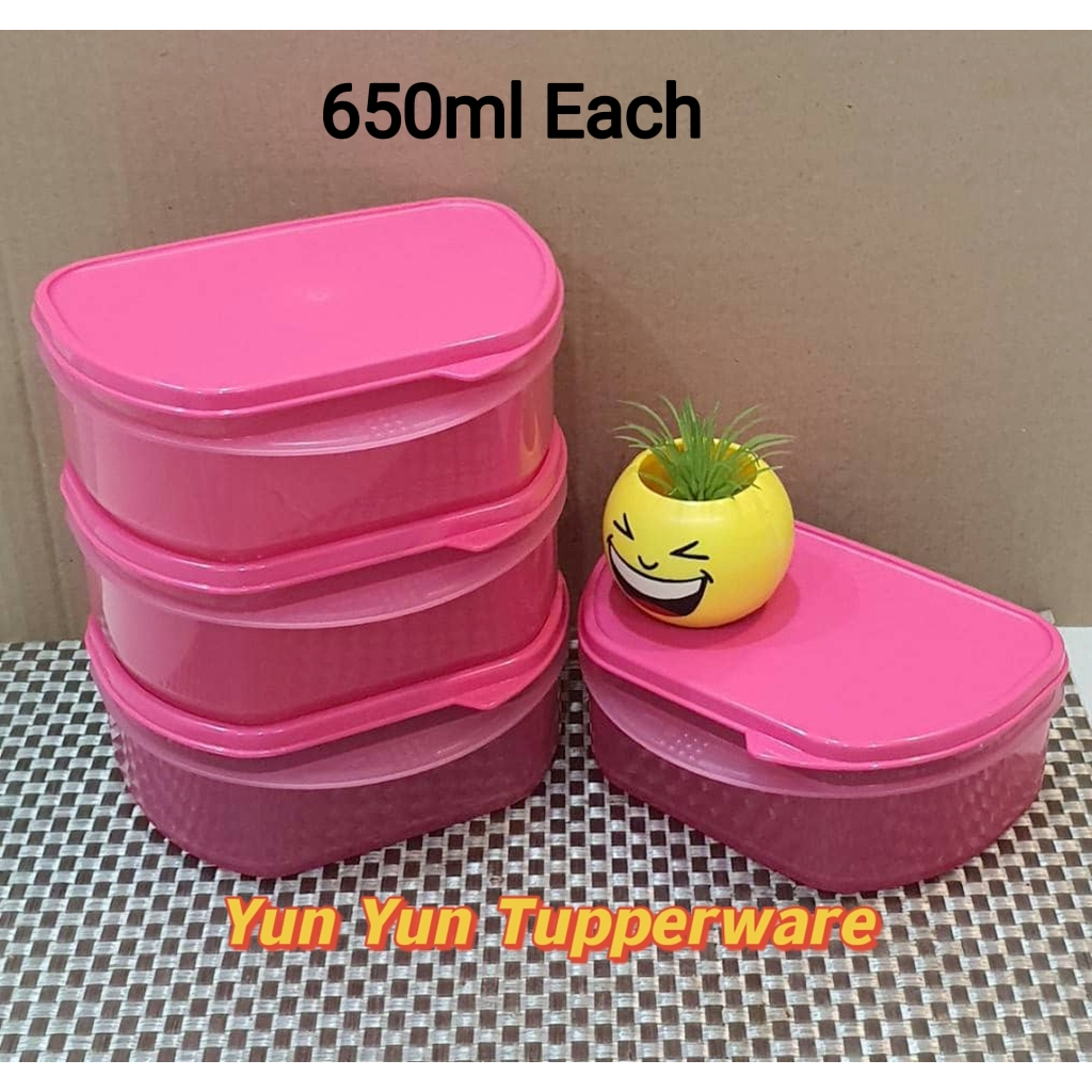 Tupperware Half Fridge Stackable Set (2 PCS / 4 PCS) 650ml - Pink ...