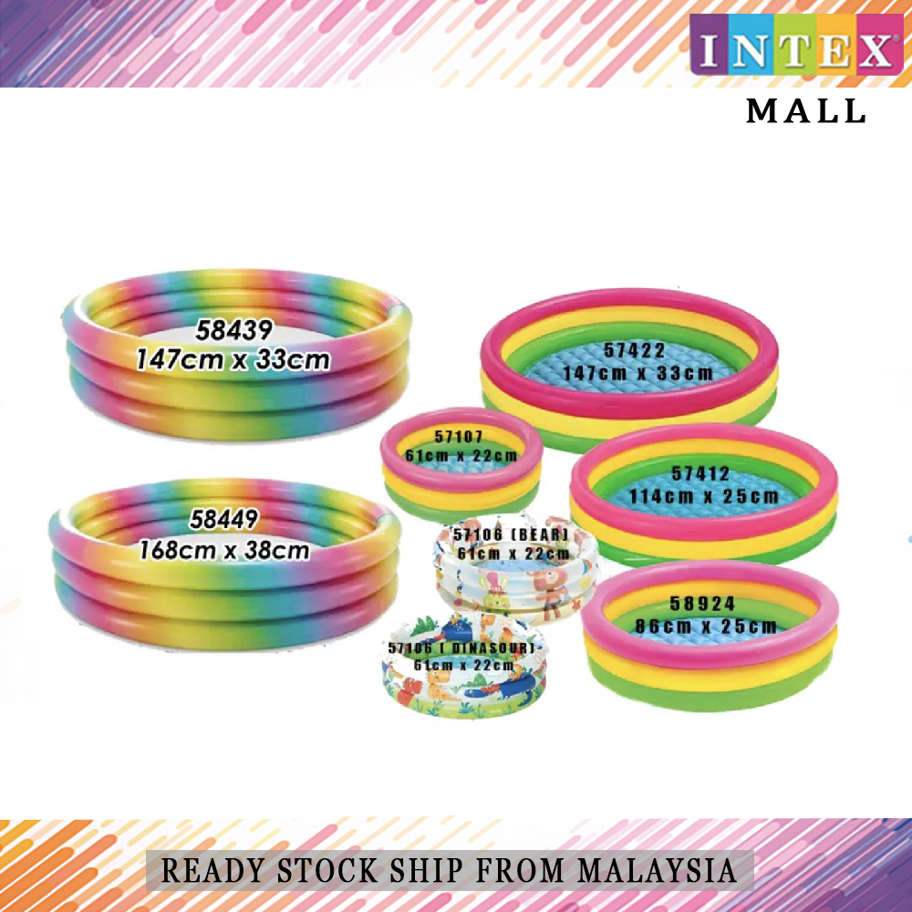 INTEX 5 Sizes Sunset Glow Three Rings Soft Inflatable Pool Baby ...