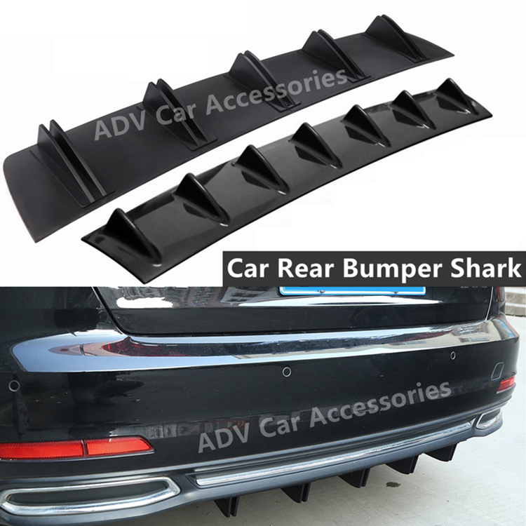 Universal Car Rear Bumper Chassis Spoiler Shark Deflector Carbon Black ...