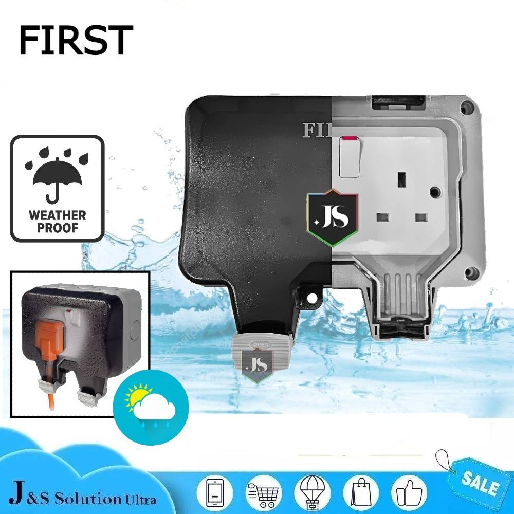 FIRST 2 Gang Weatherproof Outdoor Switched & Socket Waterproof Double ...