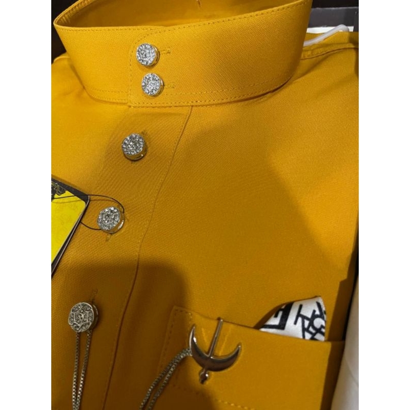 BAJU MELAYU MAGNIFICENT 3.0 ELRAH EXCLUSIVE GOLD EMAS MUSTARD YELLOW ...