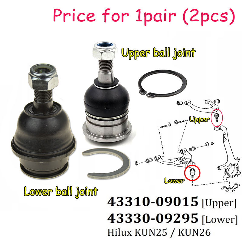 (2pcs)Ball Joint Toyota Fortuner Innova Hilux 2005-2020 43330-09295 ...