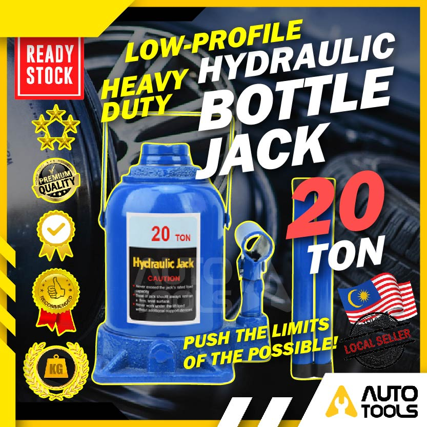 20 Ton Portable Hydraulic (Low-profile) Bottle Jack Car Jack Lorry Jack ...