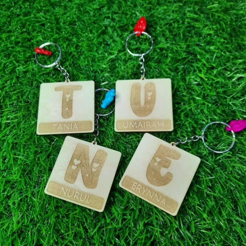 Wood Alphabet Keychain With Name | Shopee Philippines