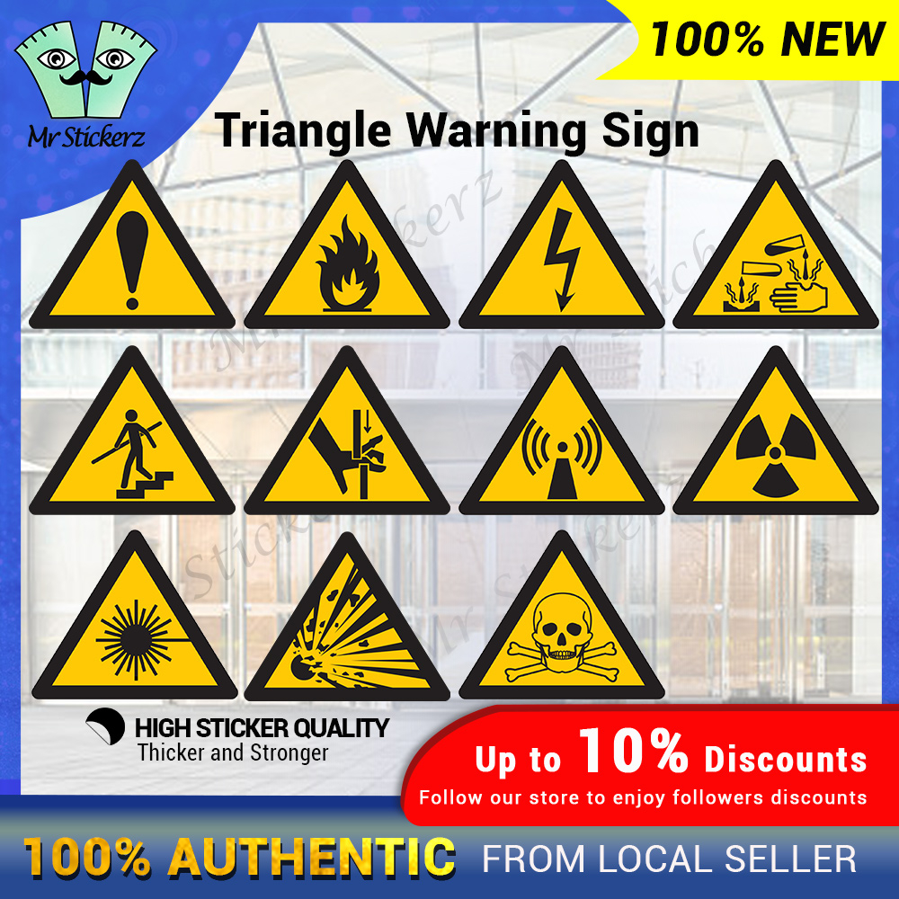 Triangle Warning Sign Sticker Be Careful/ Electric Shock/ Radioactive ...