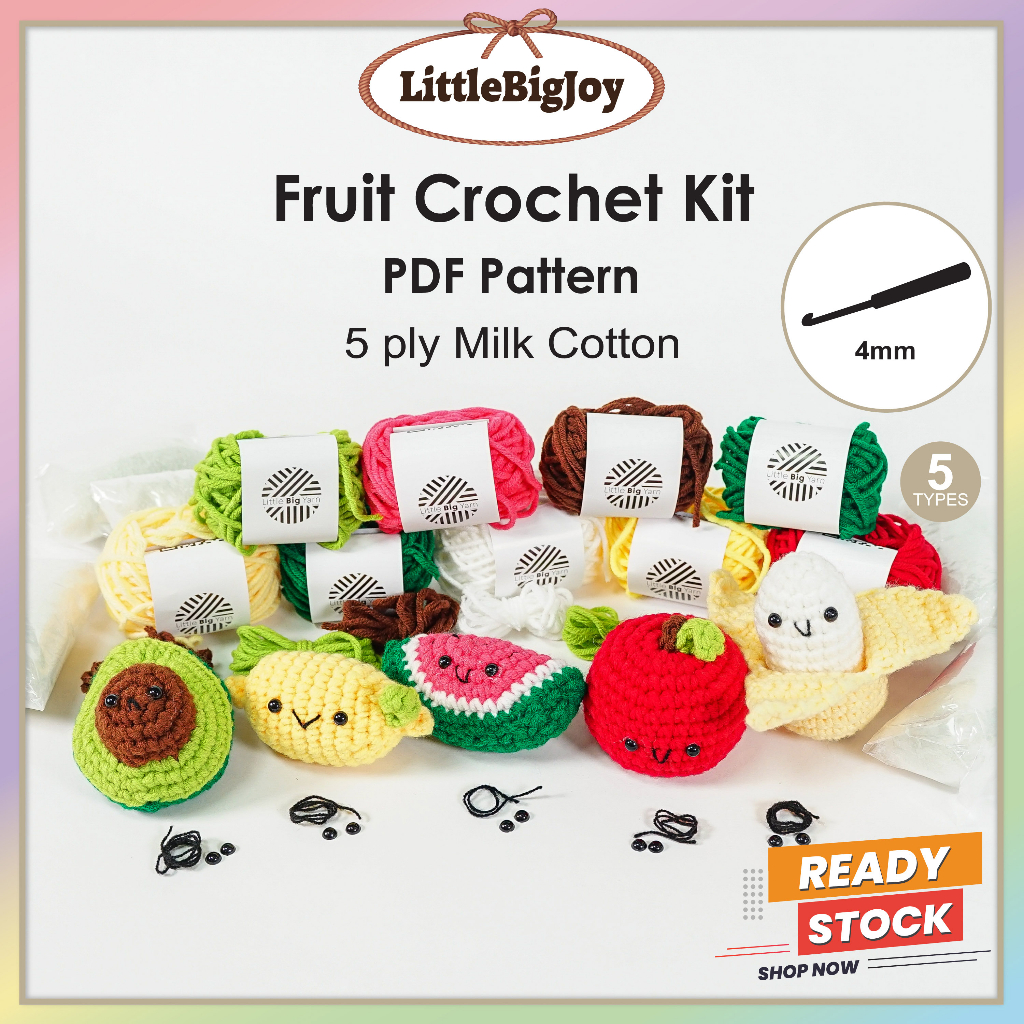 Crochet Amigurumi Fruit Kit Apple Banana Lemon Buah Buahan Set Kait ...
