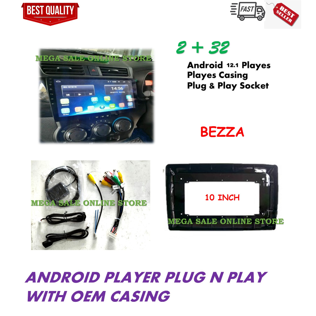 Perodua BEZZA android player 10 inch PLUG N PLAY with OEM casing ...