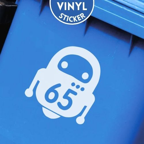 Space Robot Wheelie Bin Premium Vinyl Sticker - Tong Sampah Nombor ...