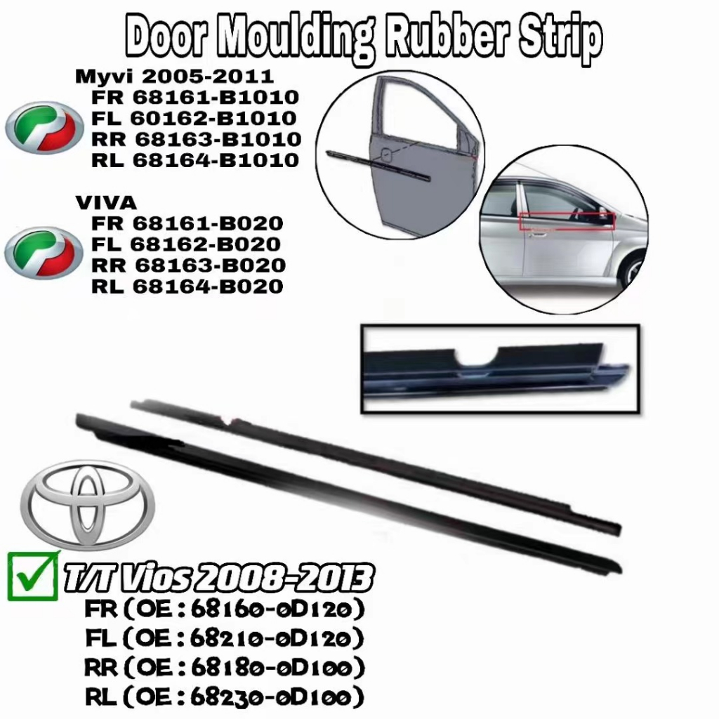 Getah cermin glass door moulding seal rubber outer strip window PERODUA ...