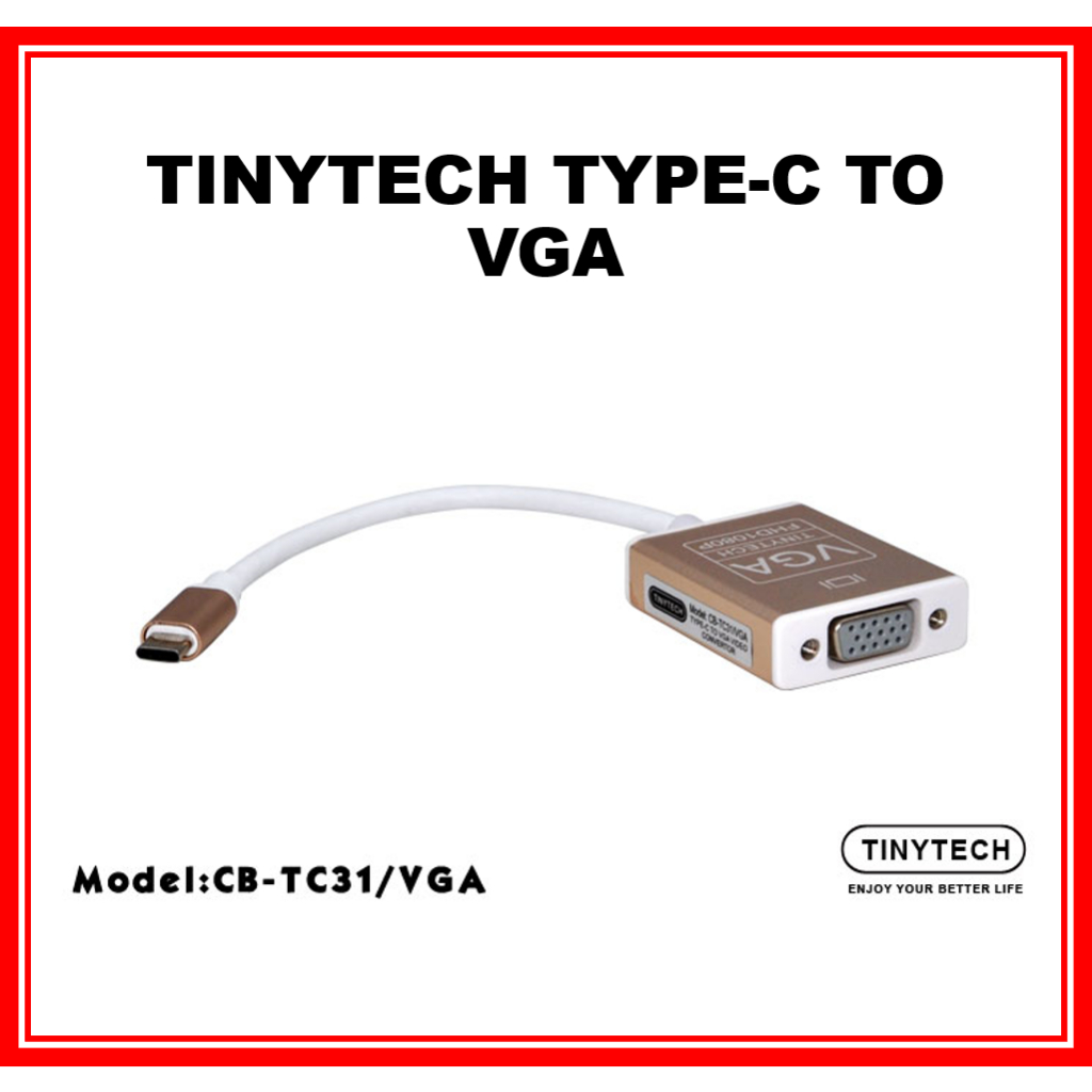 TINYTECH USB TYPE C 3.1 TO VGA (FEMALE) CONVERTOR CABLE | Shopee Philippines