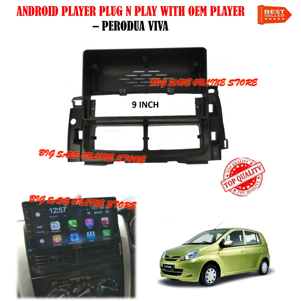 Perodua VIVA android player 9 inch PLUG N PLAY with OEM casing | Shopee ...