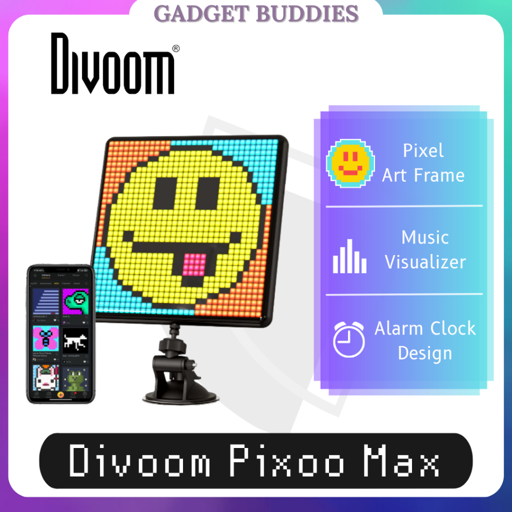 Divoom Pixoo Max Pixel Art Frame Lighting Decor Clock Alarm Desktop ...