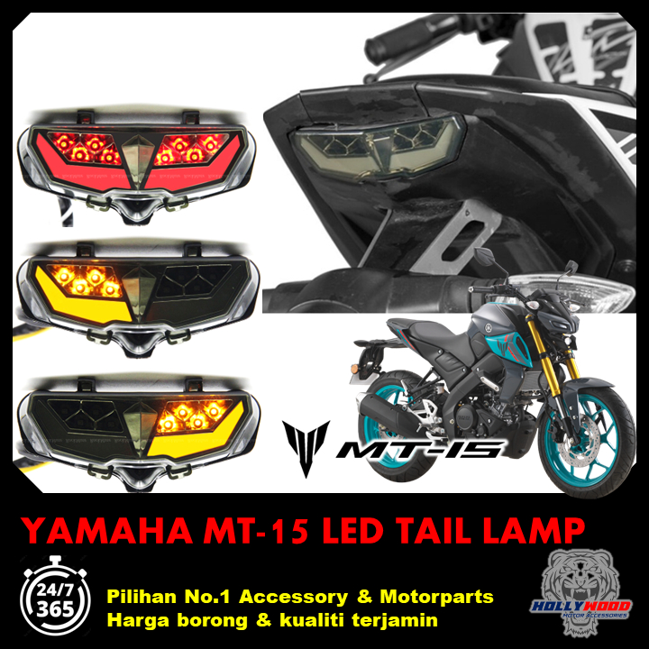 YAMAHA MT15 LAMPU BELAKANG LED TAIL LIGHT RED COLOR YELLOW SIGNAL TAIL ...