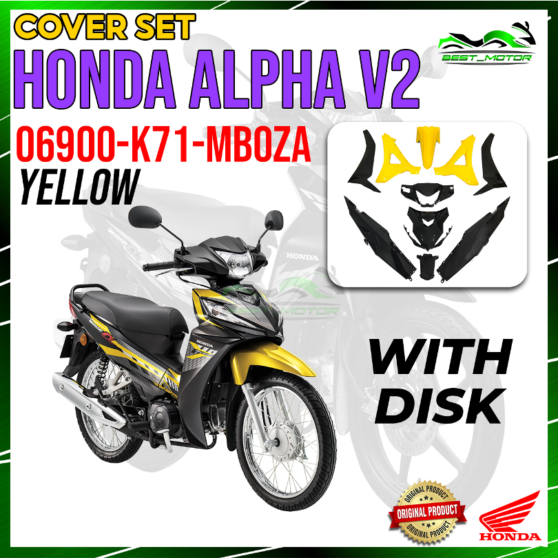 HONDA WAVE ALPHA 110 / CX 110 / ALPHA NEW V2 COVER SET BLACK / YELLOW ...