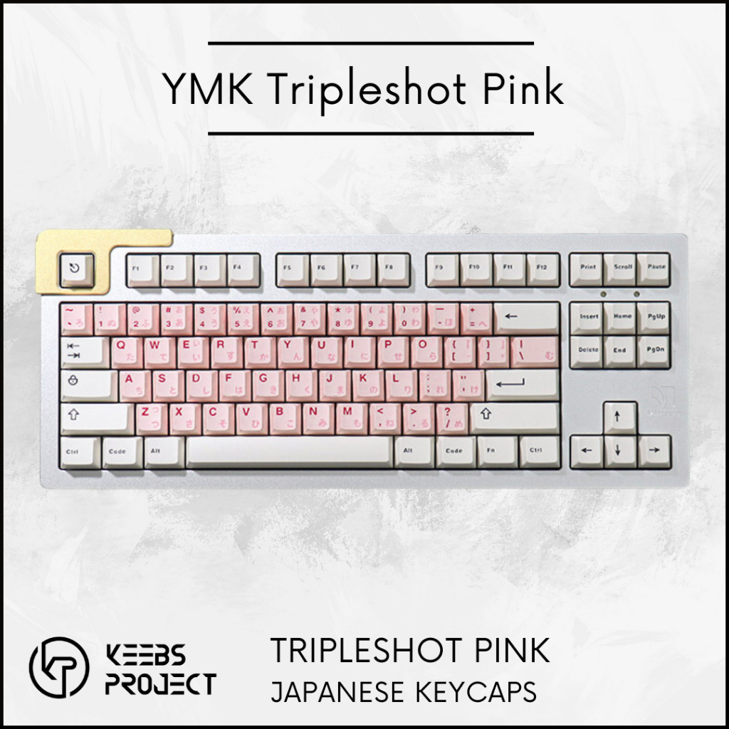 GMK YMK Cherry Profile Keycaps 124 Key Tripleshot Pink White Japanese ...