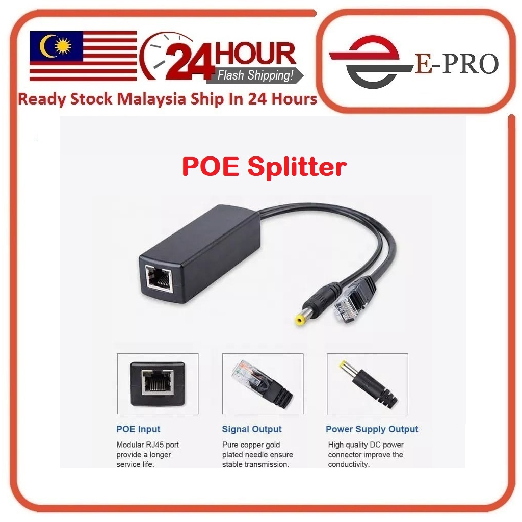 48V to 12V PoE Splitter Connector PoE 12V Output 10/100Mbps Adapter ...