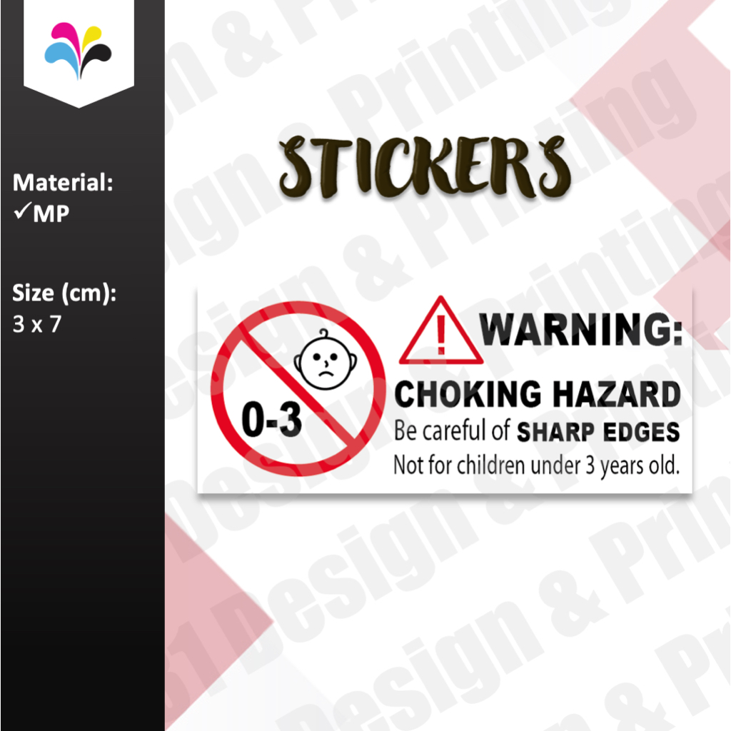 choking warning hazard label sticker be careful of sharp edges not for ...