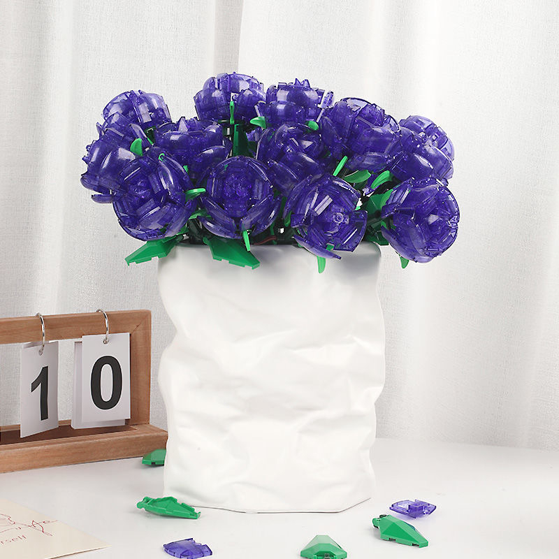Flower Building Blocks Purple Bouquet Girls Birthday Creative Decorate ...