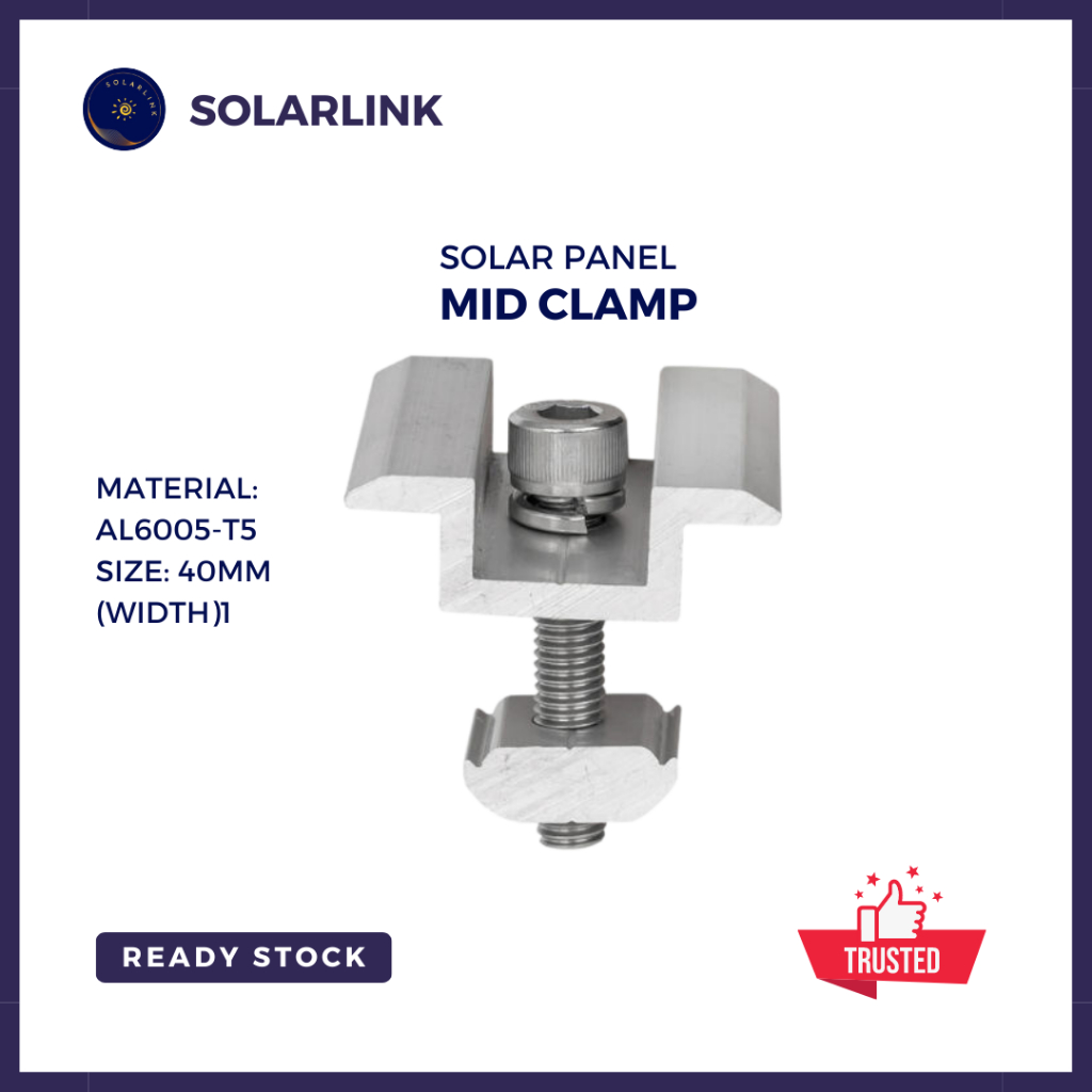 SOLAR PANEL MOUNTING COMPONENT - MID CLAMP 40MM | Shopee Philippines