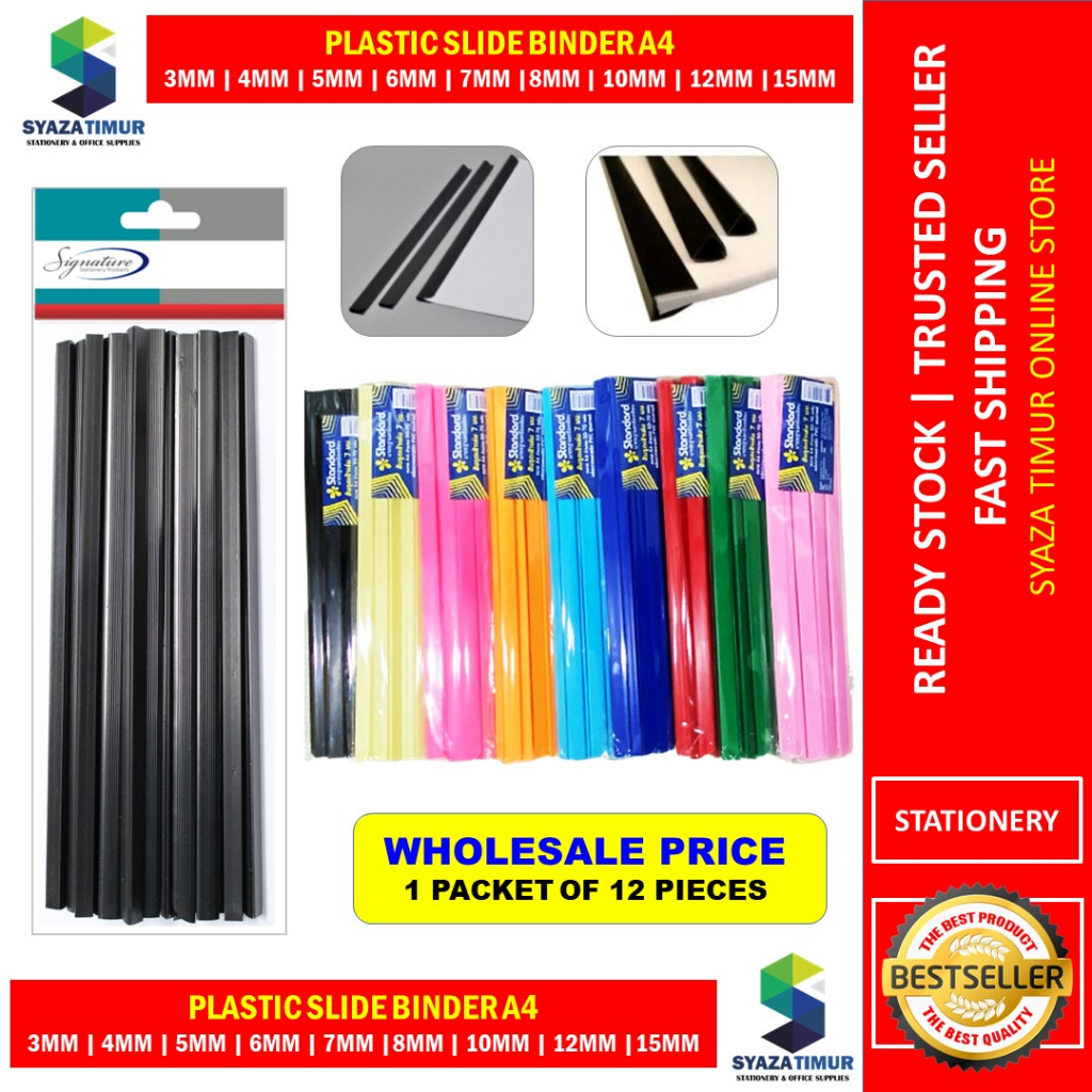 [ST-GR MY] Plastic Slide Binder A4 Black Slide Binding Slide In Bar ...