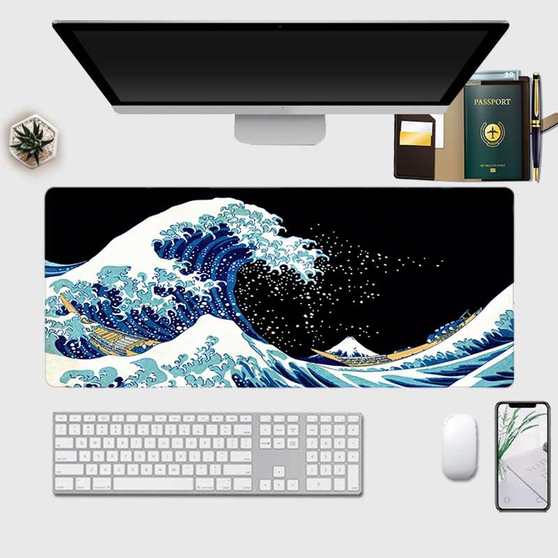 Japanese Sea Wave Large Mouse Pad, Extended Gaming Mouse Pad, Non-Slip ...