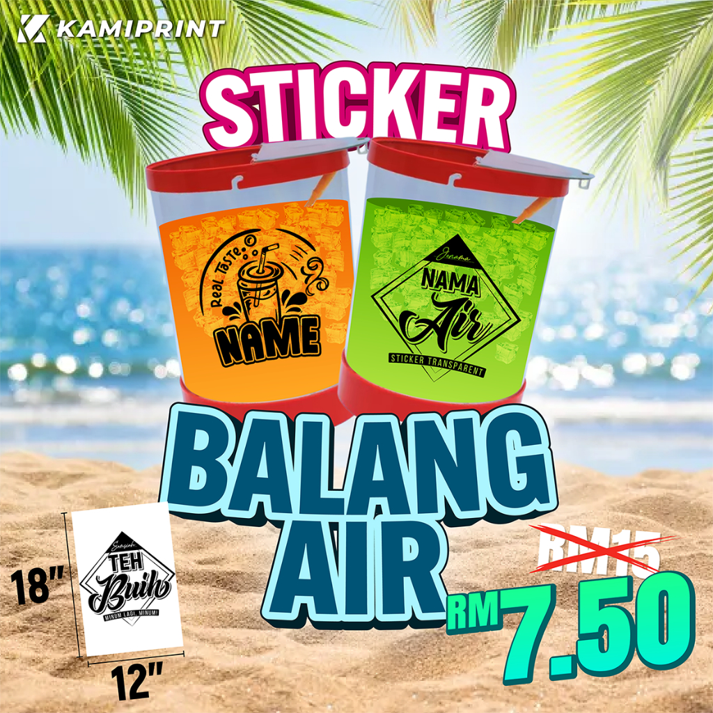 TRANSPARENT STICKER AIR BALANG 12X18 INCH ( Boleh Custom Nama ...