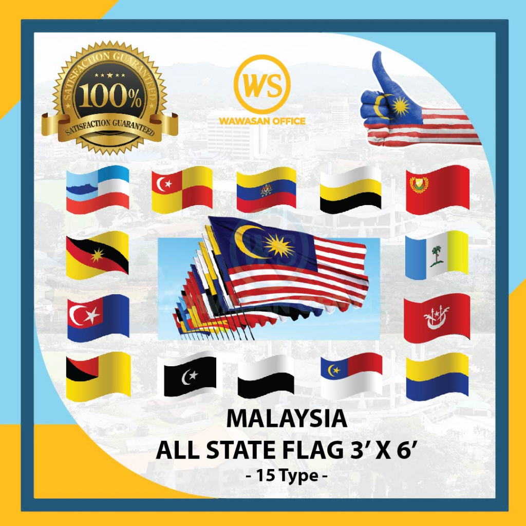 Bendera Negeri / State Flag / Flag / Bendera / Bendera Negeri 3x6 Feet ...
