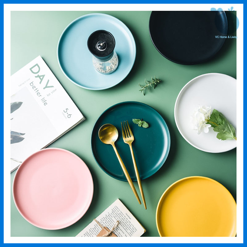 ️VC ️ Reprice Ceramic Plate 8" Round Flat Plate Matte Colour ...