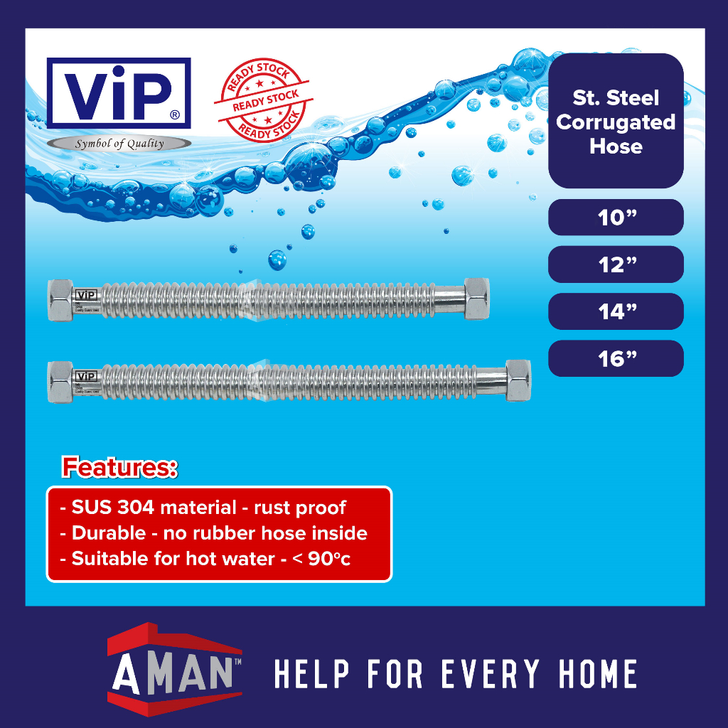 ViP SUS 304 Stainless Steel Corrugated Flexible Hose Spring Pipe Basin ...