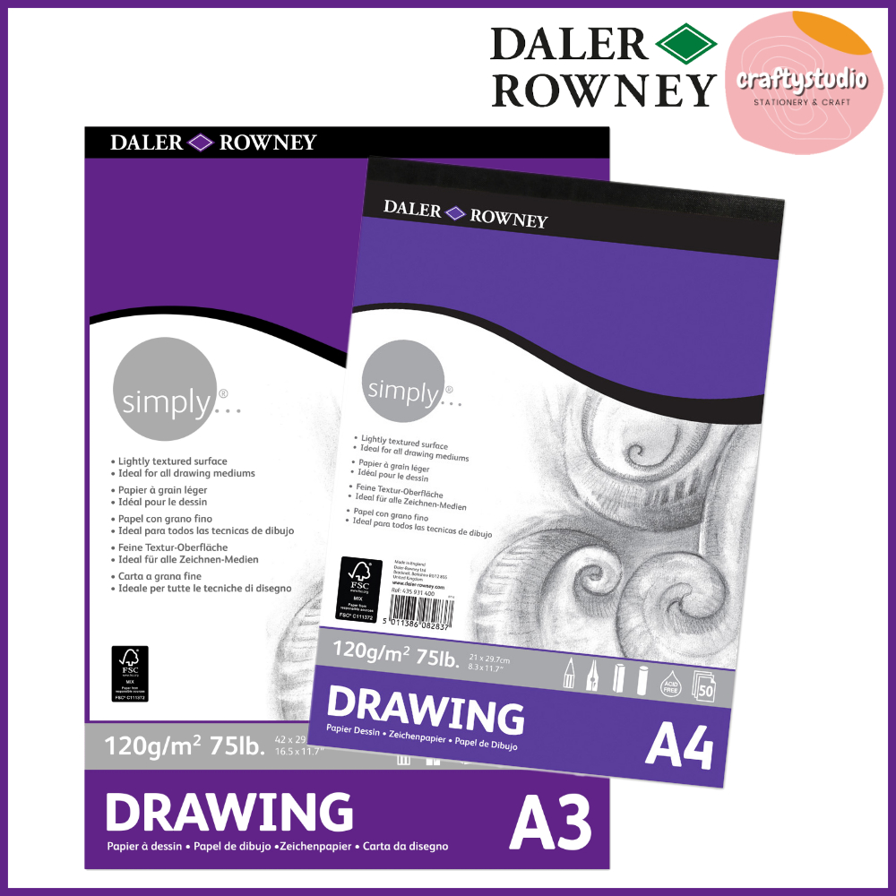 50 sheets Daler Rowney Simply Drawing Pad, Drawing Paper | Shopee ...