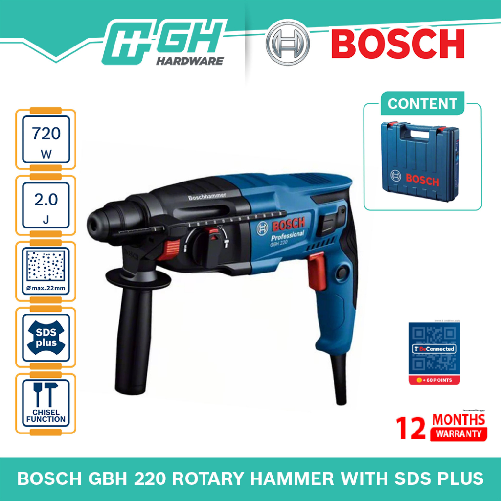 [ GH HARDWARE ] BOSCH GBH 220 Rotary Hammer With SDS Plus ( GBH220 ...