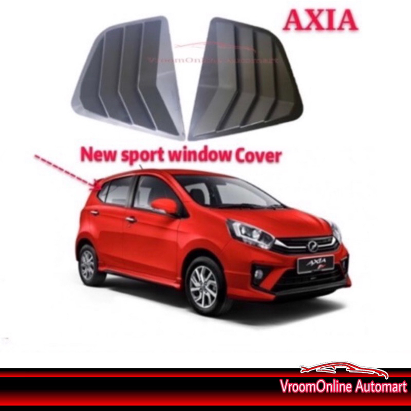 PERODUA AXIA Black Rear Side Louver Cover Window Triangle Mirror Cover ...