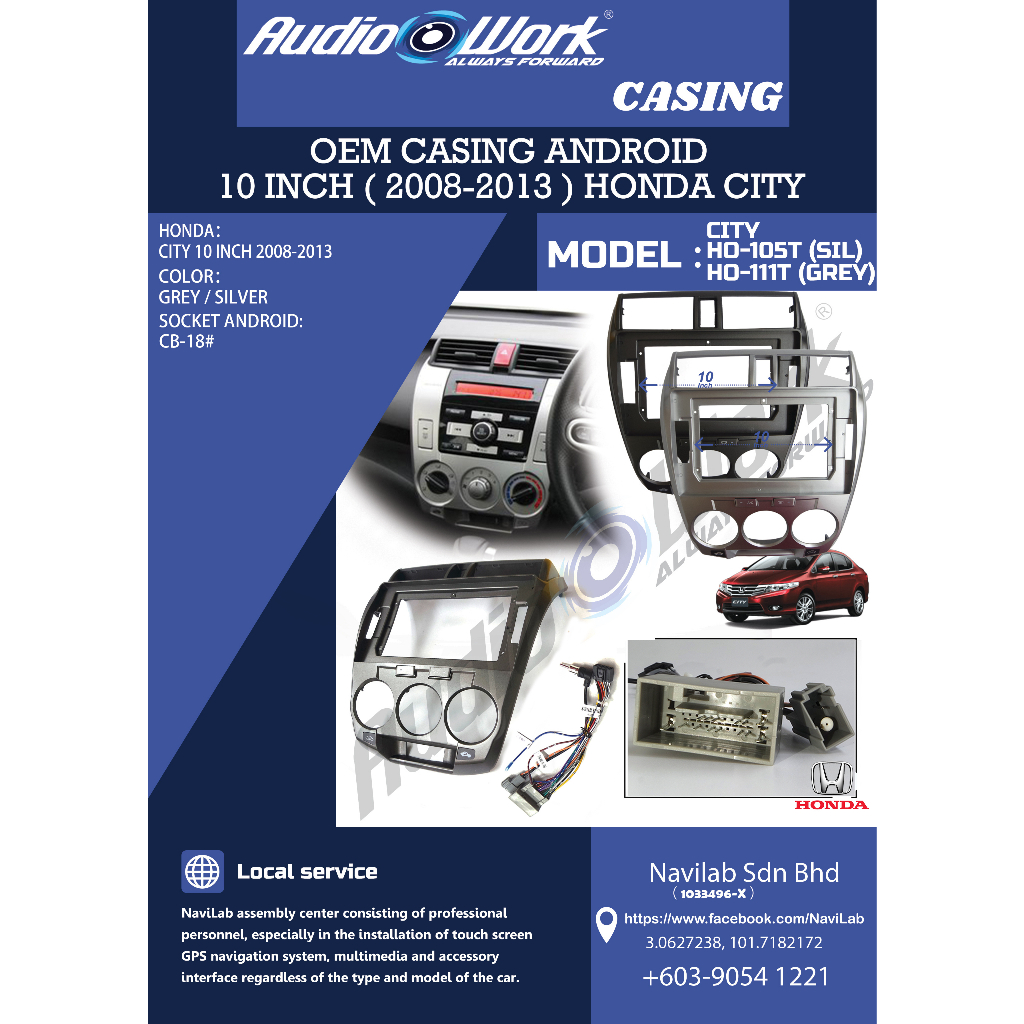 Honda City 2008-2013 10 Inch Android Player Casing (Grey/Silver ...