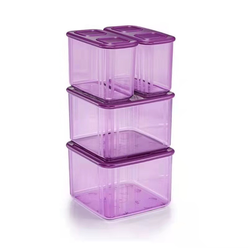 Lucky TUPPERWARE Fresh n clear Tall Set Clearmate set (4) Purple ...